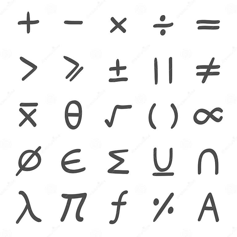 Math, Mathematical Symbols Hand Drawn Stock Vector - Illustration of ...