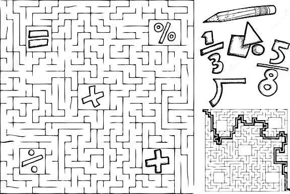 Math Maze stock vector. Illustration of fraction, subtraction - 20947078