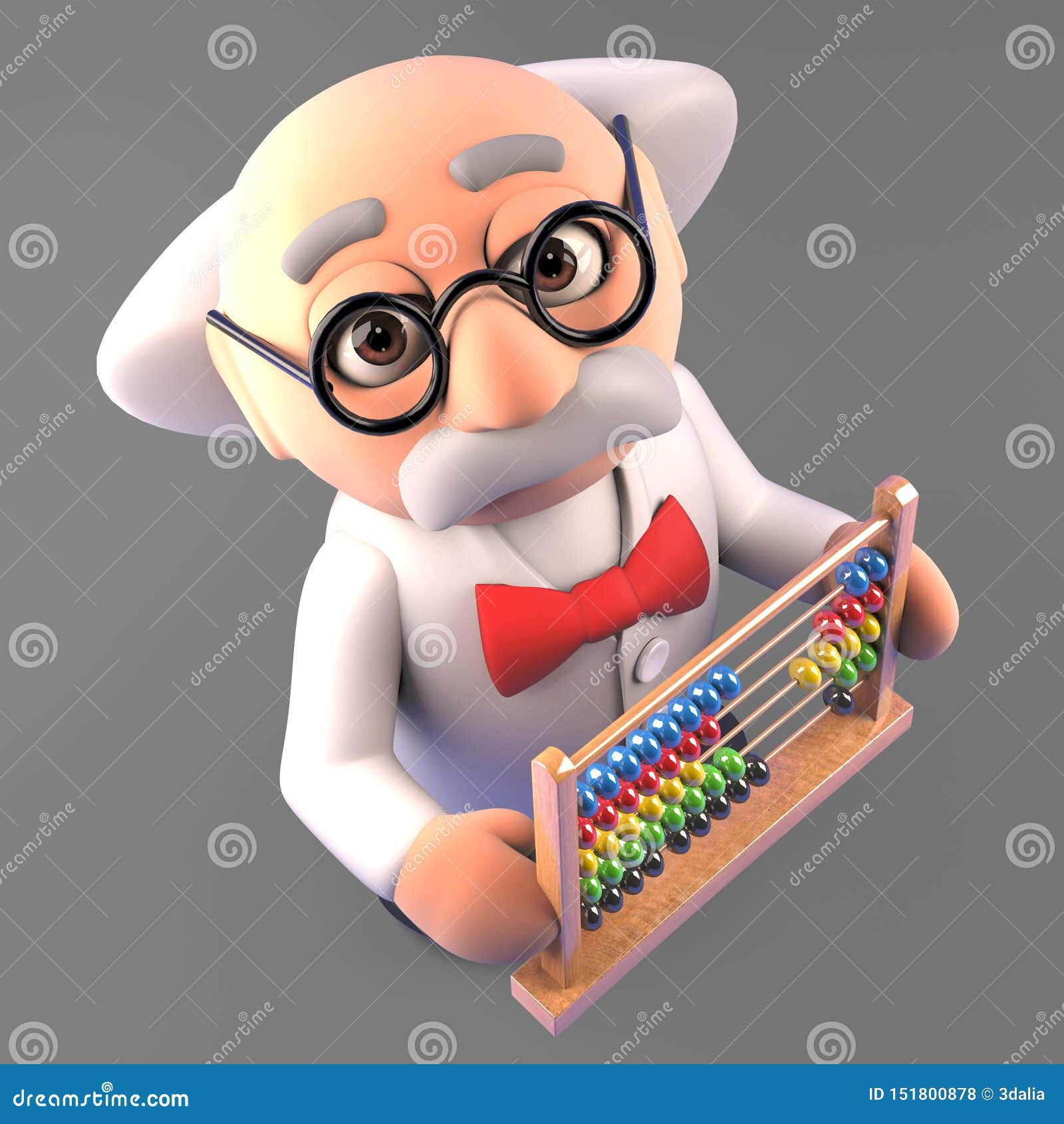 Math Minded Mad Professor Scientist with an Abacus, 3d Illustration ...