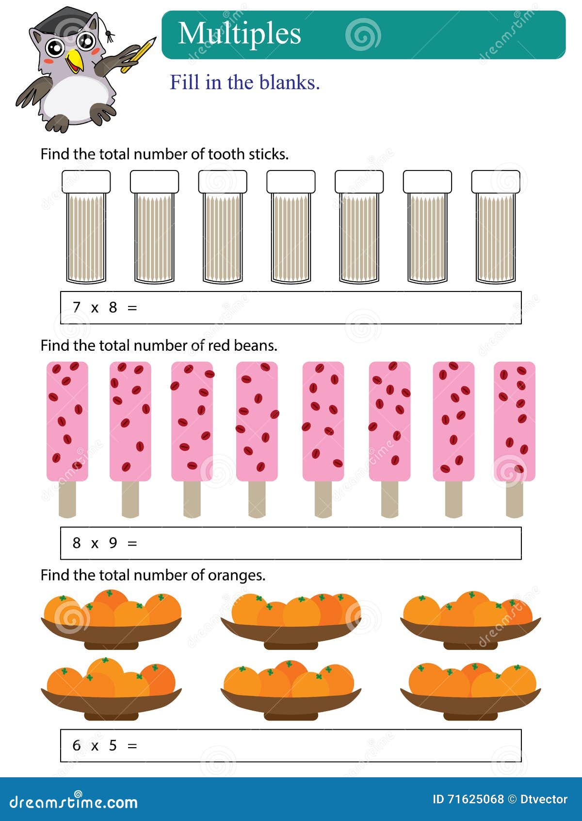 Math multiples items stock vector. Illustration of english - 71625068
