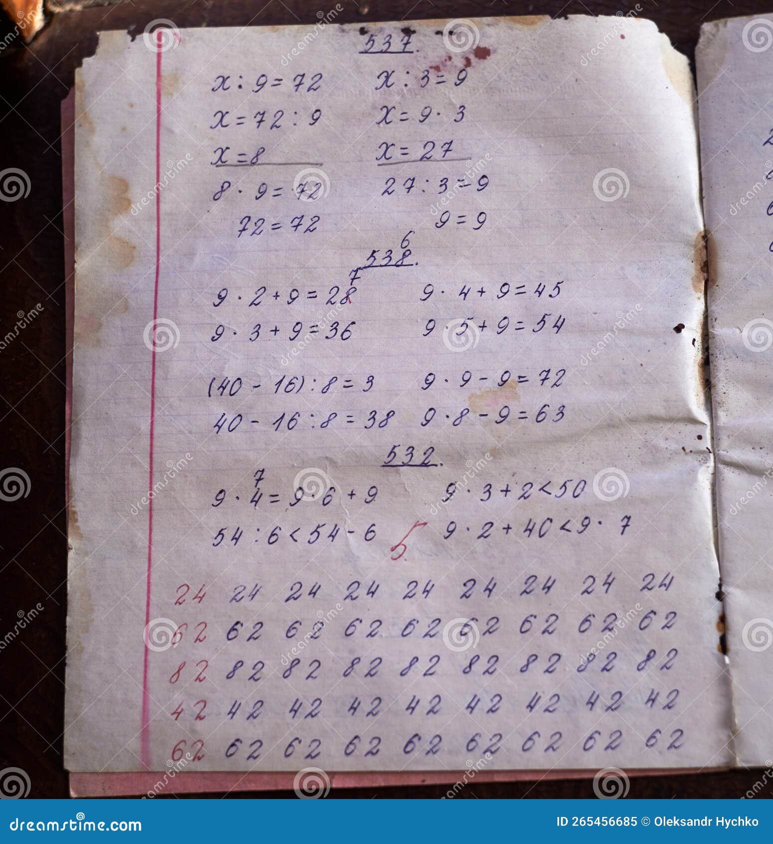 Math Notebook Page with Solved Equations Stock Image - Image of page ... Math Notebook Page with Solved Equations Stock Image - Image of page ...