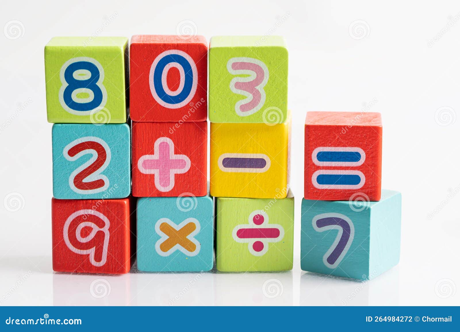 Math Number Colorful on White Background, Education Study Mathematics ...