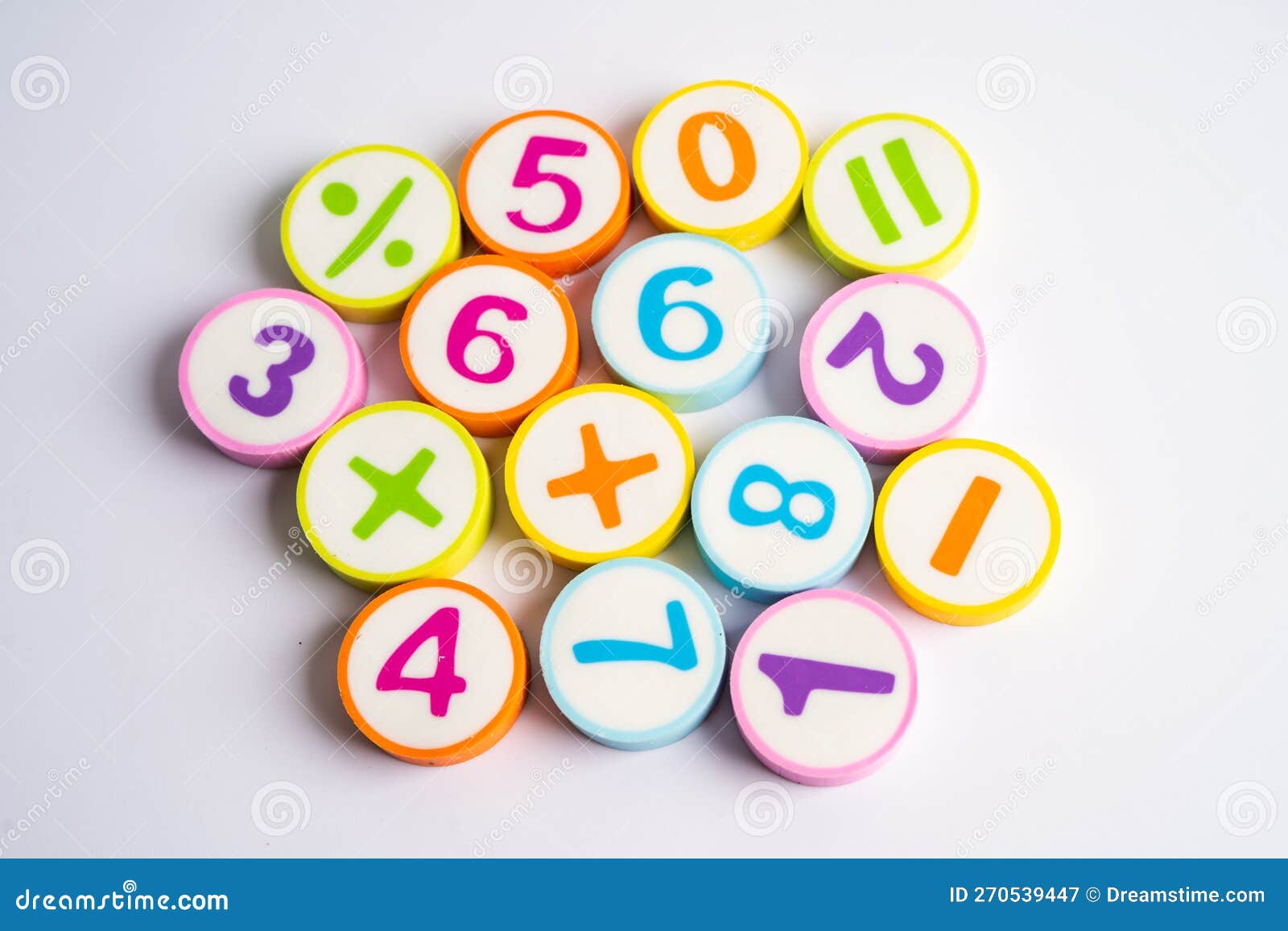 Math Number Colorful on White Background, Education Study Mathematics ...