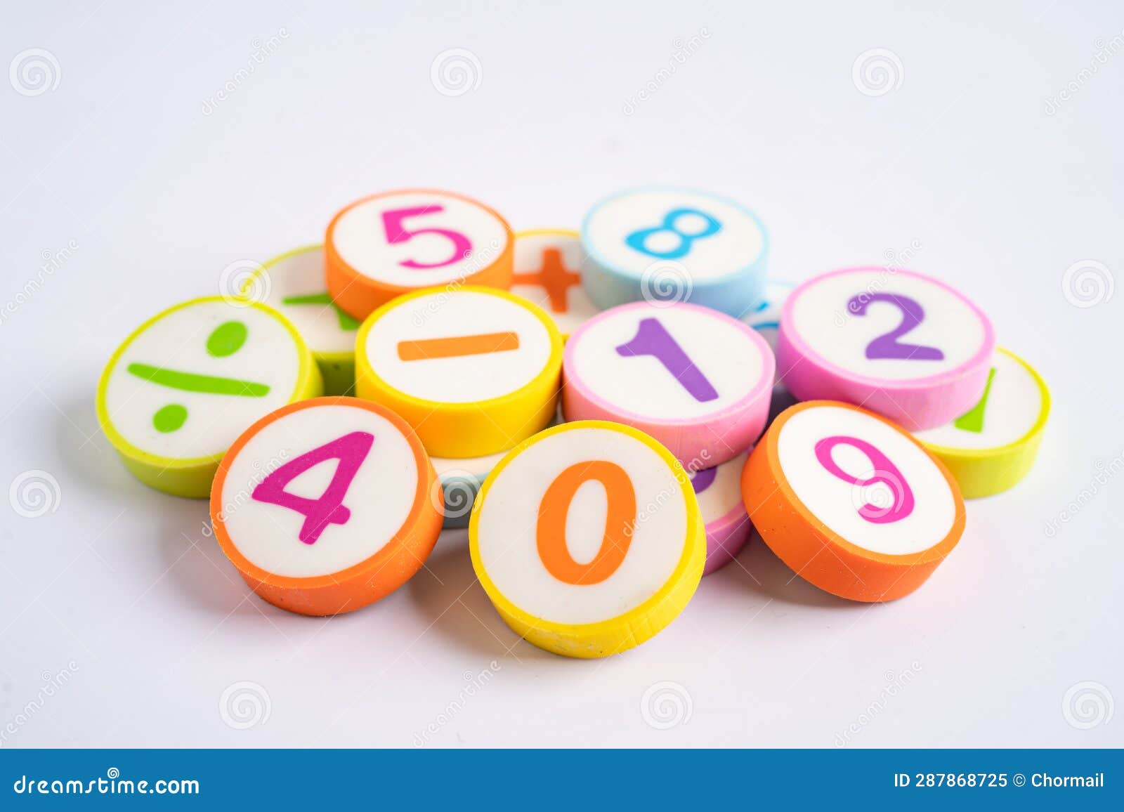 Math Number Colorful on White Background, Education Study Mathematics ...