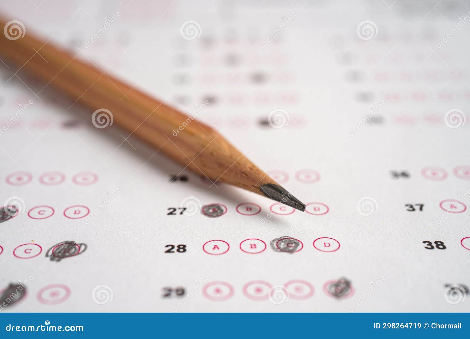 Math Number and Pencil on Answer Sheet Paper, Education Study Testing ...