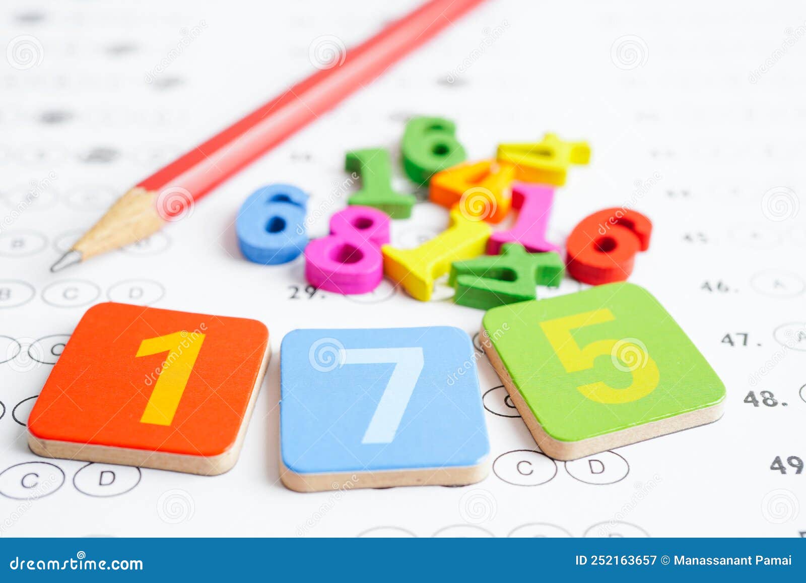 Math Number with Pencil on Answer Sheet Test Choice for Learning ...