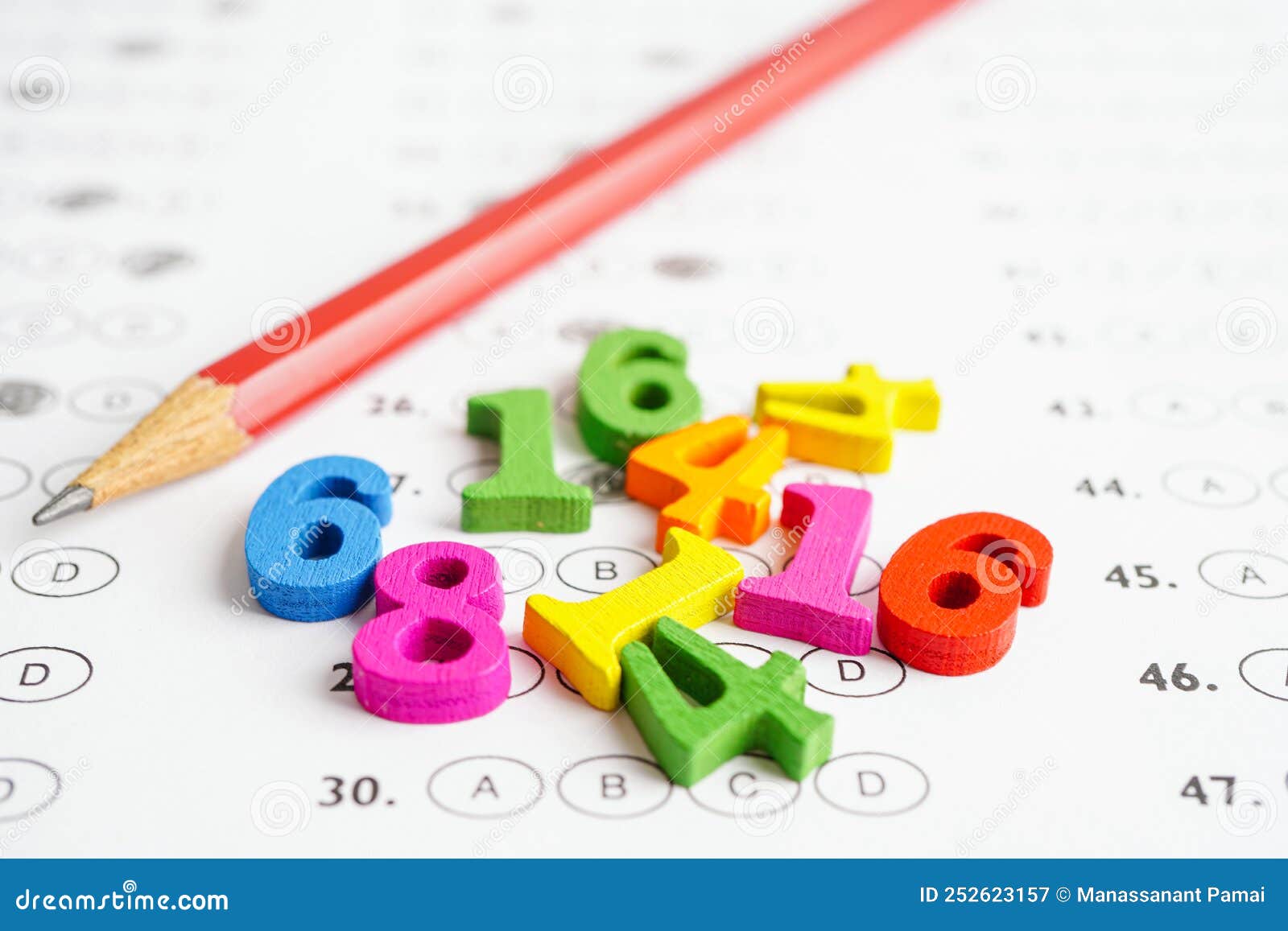 Math Number with Pencil on Answer Sheet Test Choice for Learning ...
