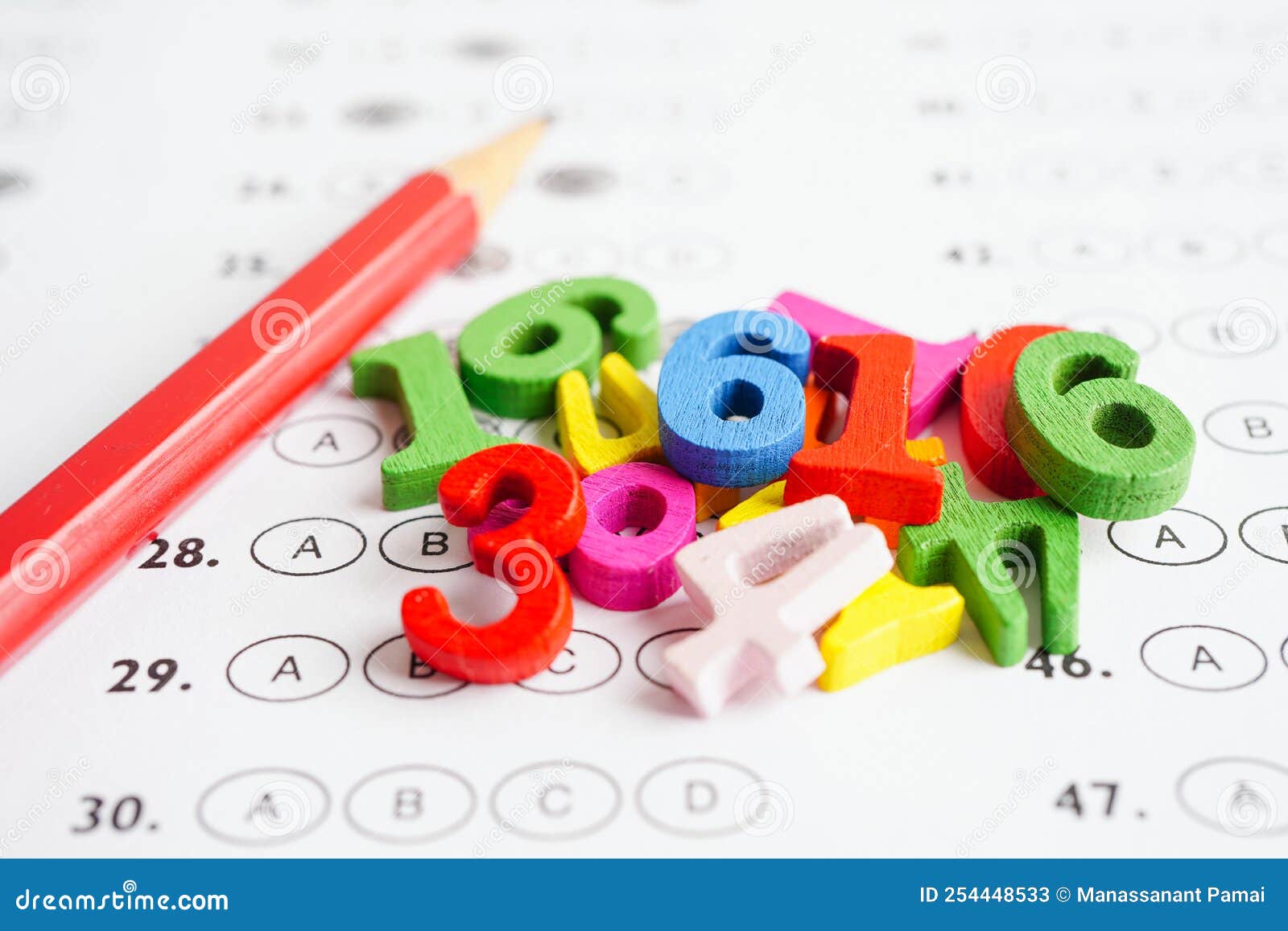 Math Number with Pencil on Answer Sheet Test Choice for Learning ...
