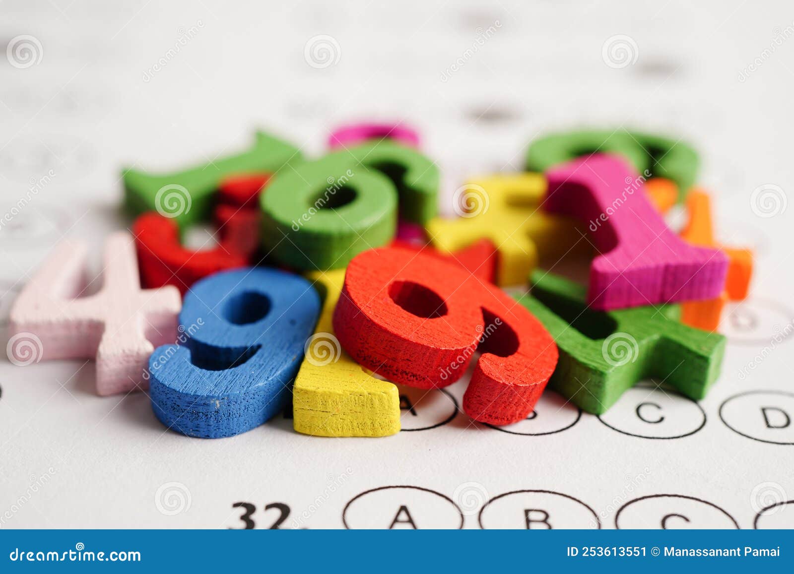 Math Number with Pencil on Answer Sheet Test Choice for Learning ...