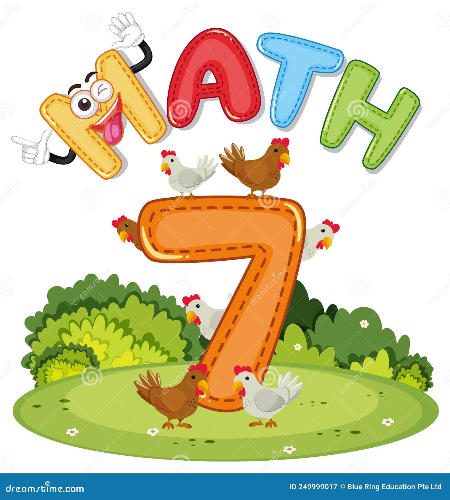 Math Number 7 with Seven Chickens Stock Vector - Illustration of bird ...