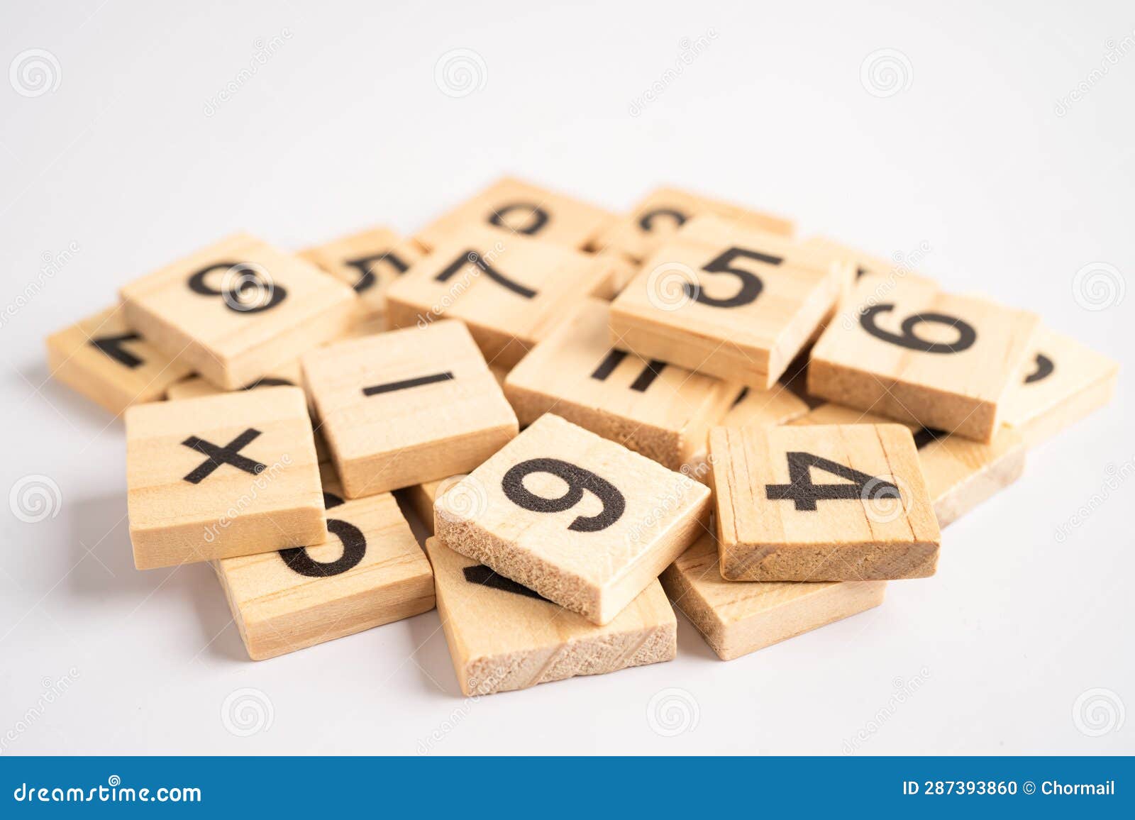 Math Number Wooden on White Background, Education Study Mathematics ...