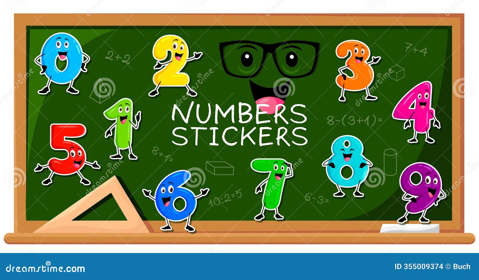 Math Numbers and Digit Characters Stickers Pack Stock Illustration ...