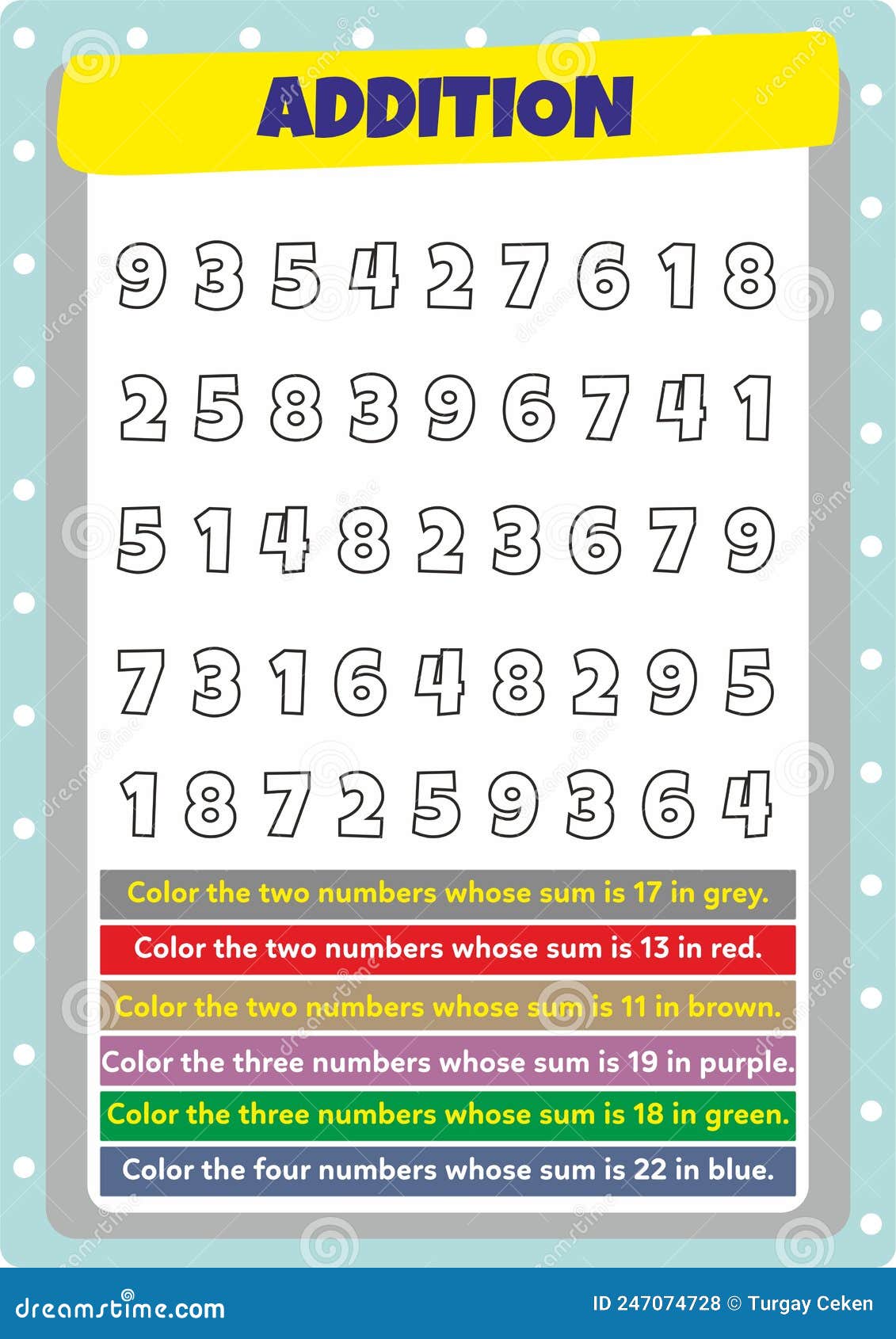 Math Operations for Kindergarten, Preschool and Primary School. Stock ...