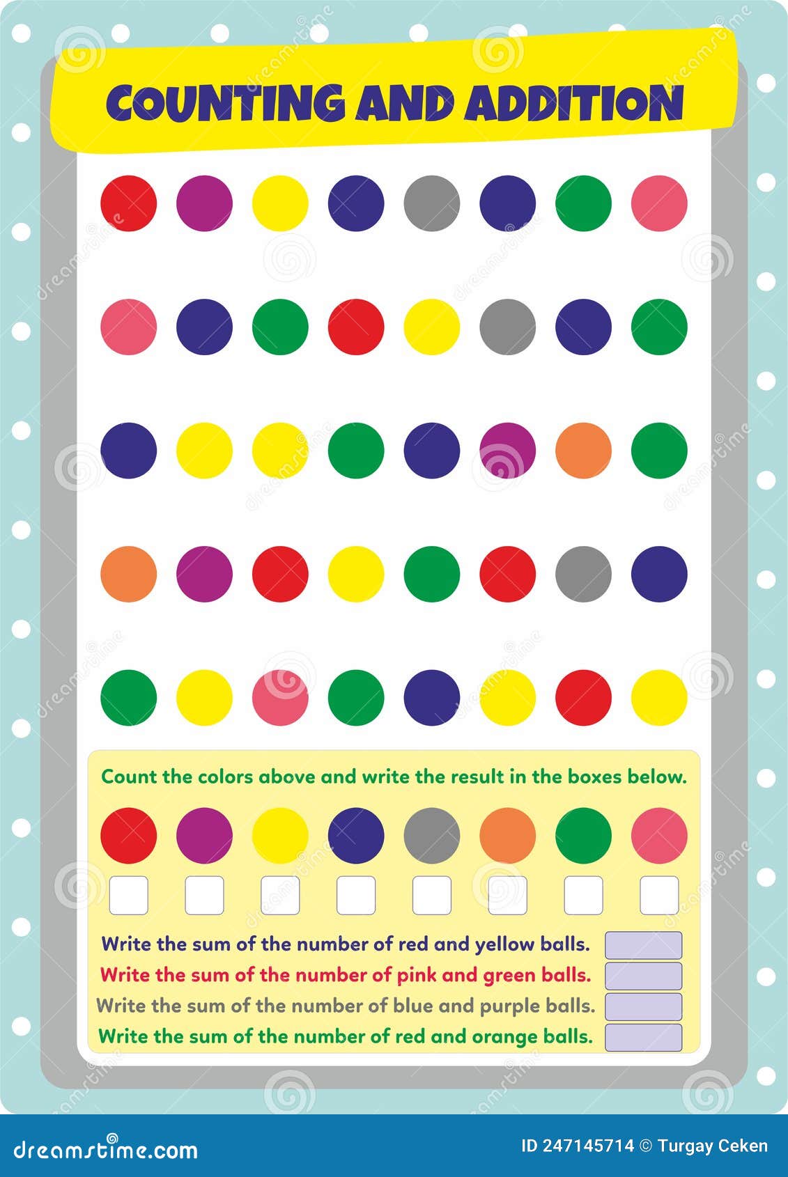 Math Operations for Kindergarten, Preschool and Primary School. Stock ...