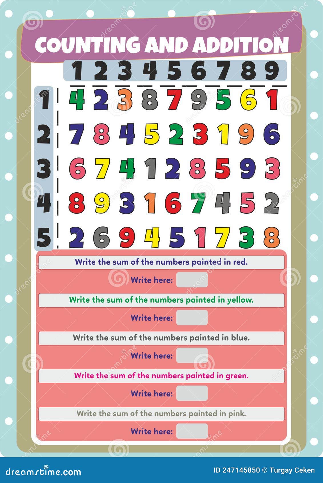 Math Operations for Kindergarten, Preschool and Primary School. Stock ...
