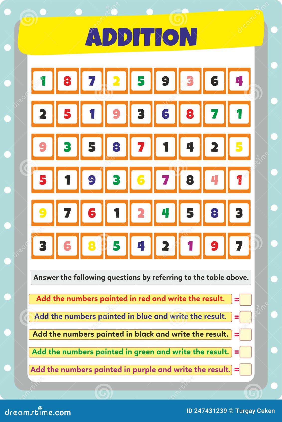 Math Operations for Kindergarten, Preschool and Primary School. Stock ...