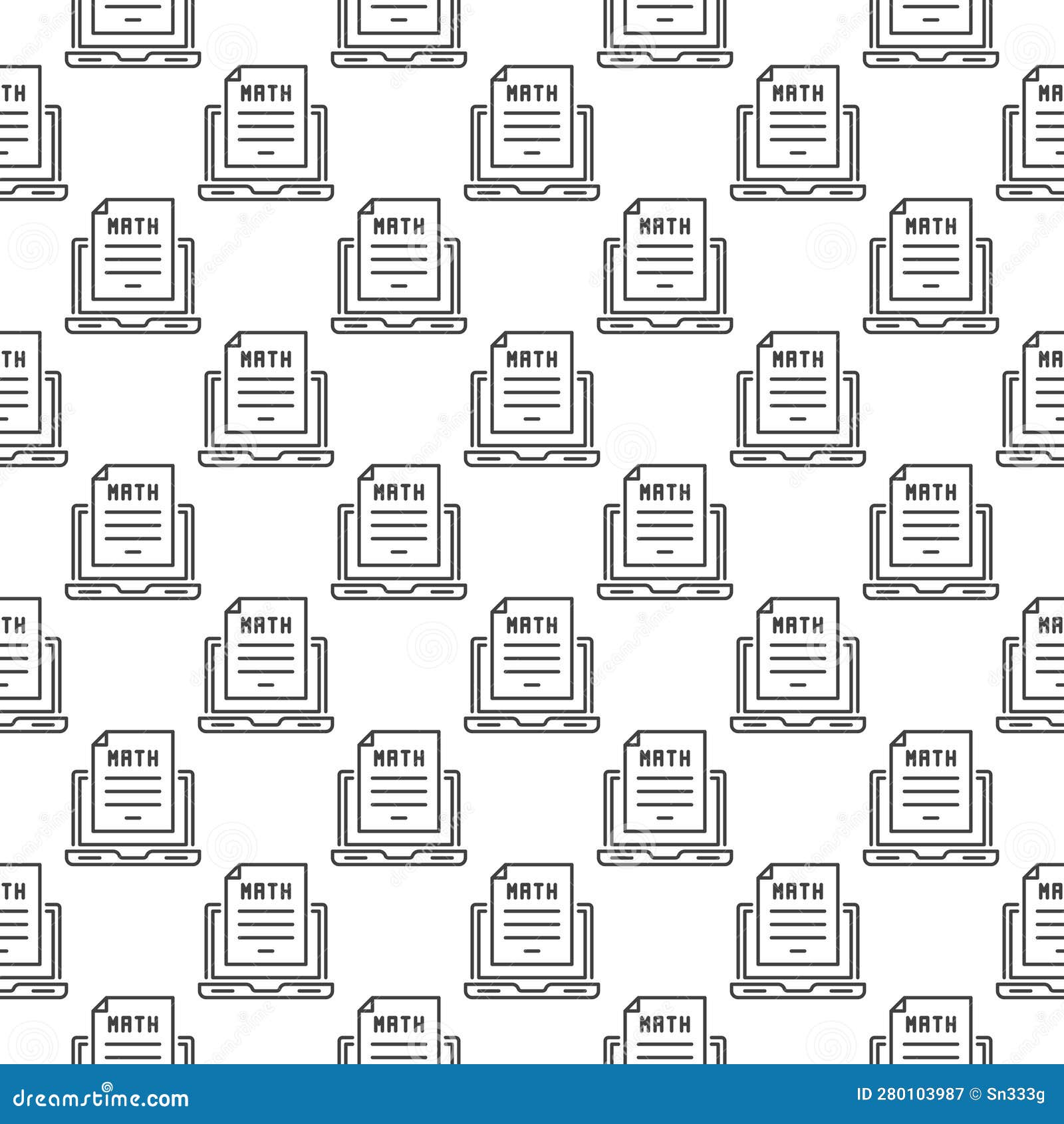 Math Paper with Laptop Vector Mathematics Concept Outline Seamless ...