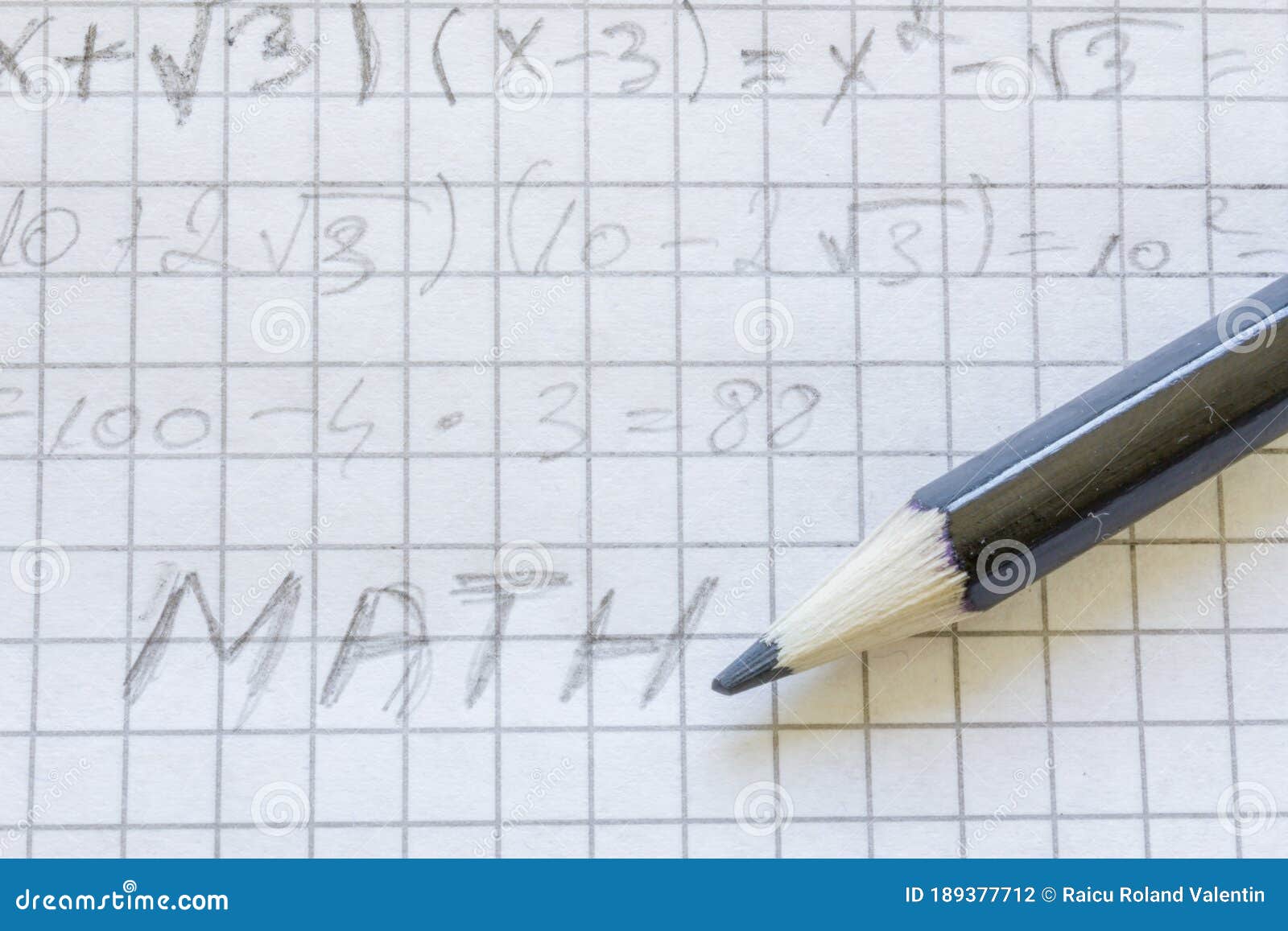 Math on paper stock photo. Image of college, primary - 189377712