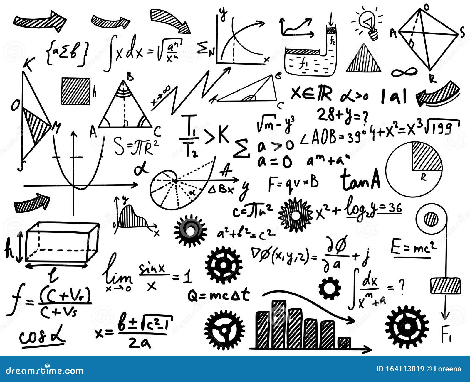 Math and Physical Formules Black on White Stock Vector - Illustration ...