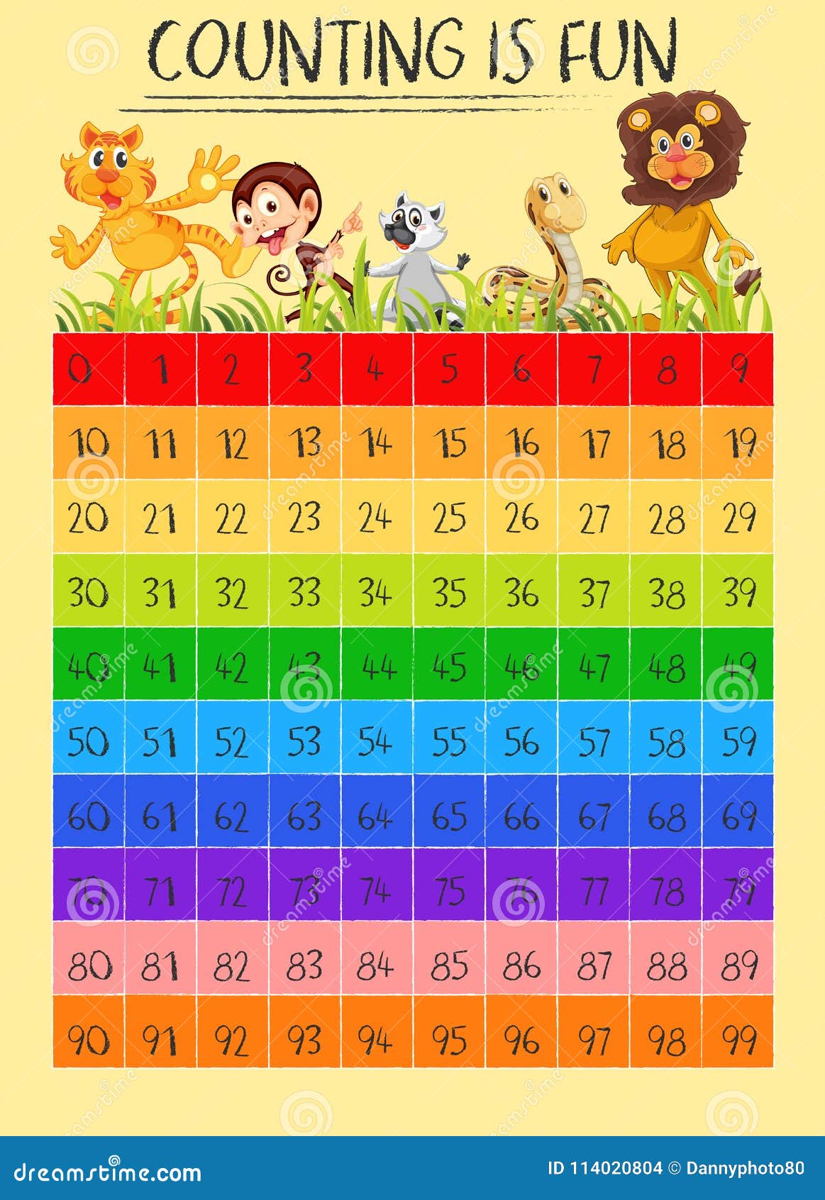 Math Poster for Counting with Animals Stock Vector - Illustration of ...