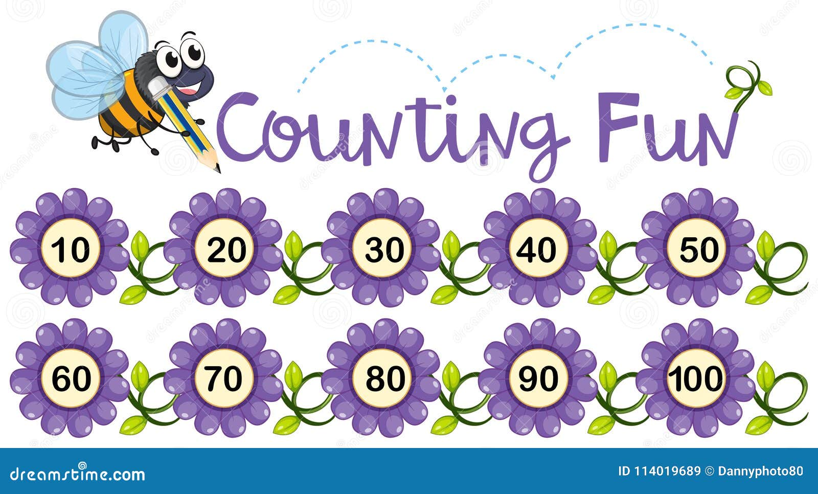Math Poster for Counting with Bee Stock Vector - Illustration of ...