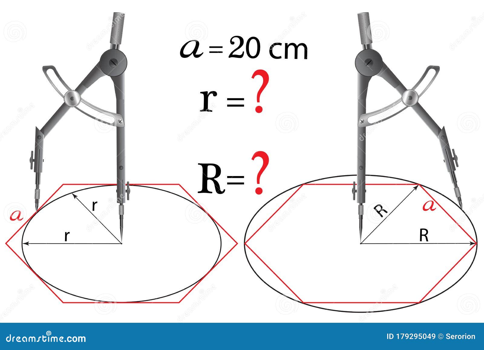 The Math Problem Where the Circle is Inscribed in a Hexagon, the ...