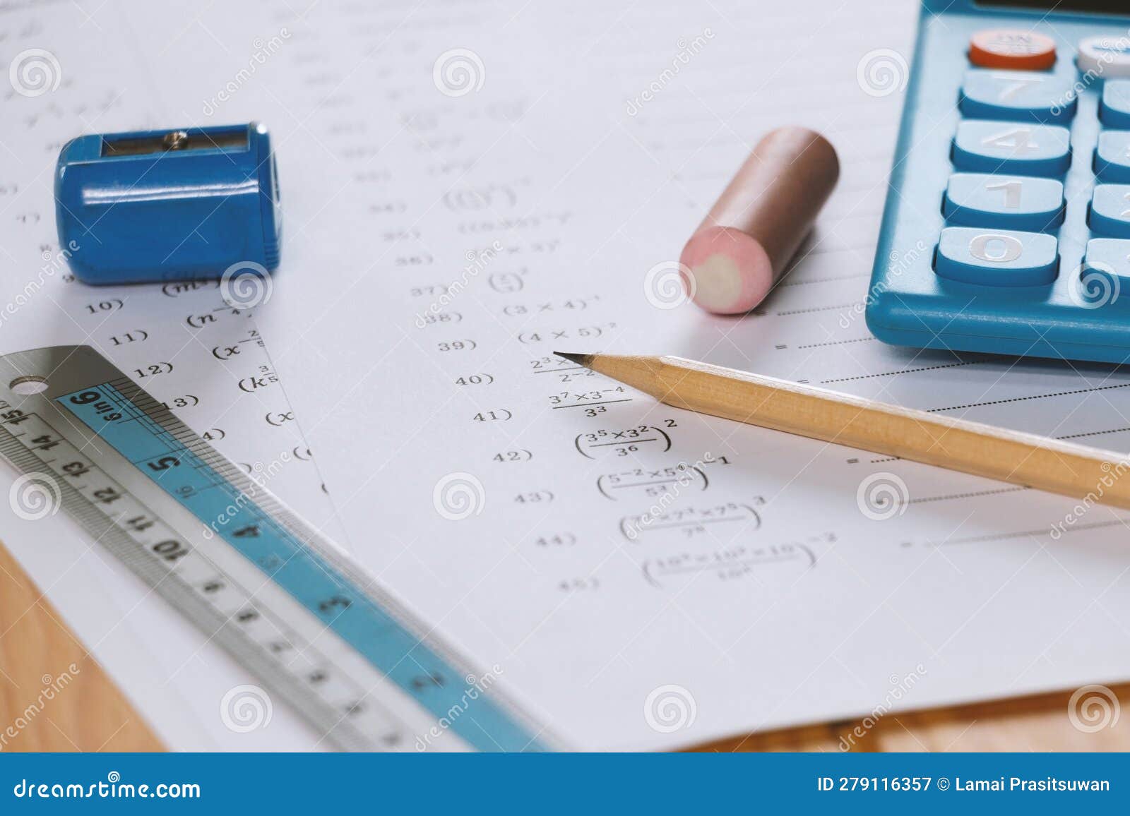 Math Problems on Desk in Class Stock Image - Image of knowledge ...
