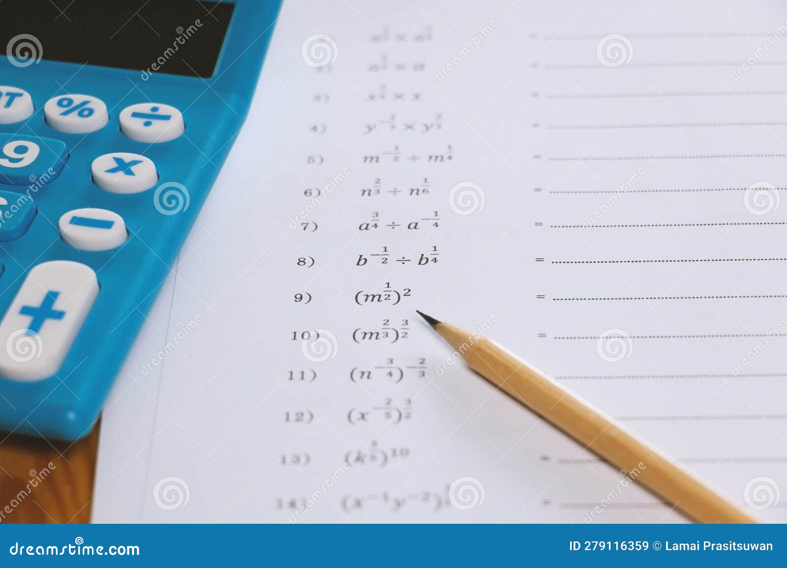 Math Problems on Desk in Class Stock Image - Image of square, algebra ...