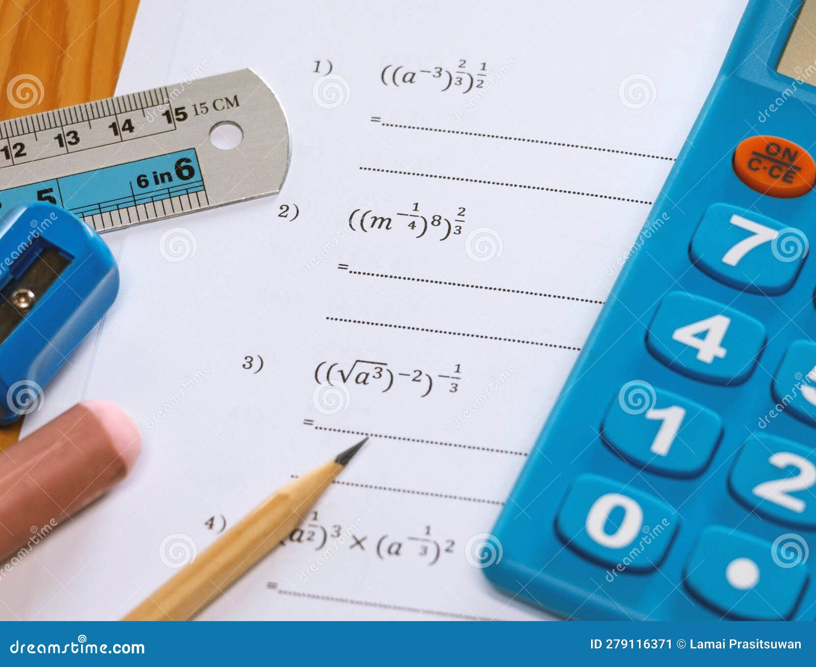 Math Problems on Desk in Class Stock Image - Image of lesson, fraction ...