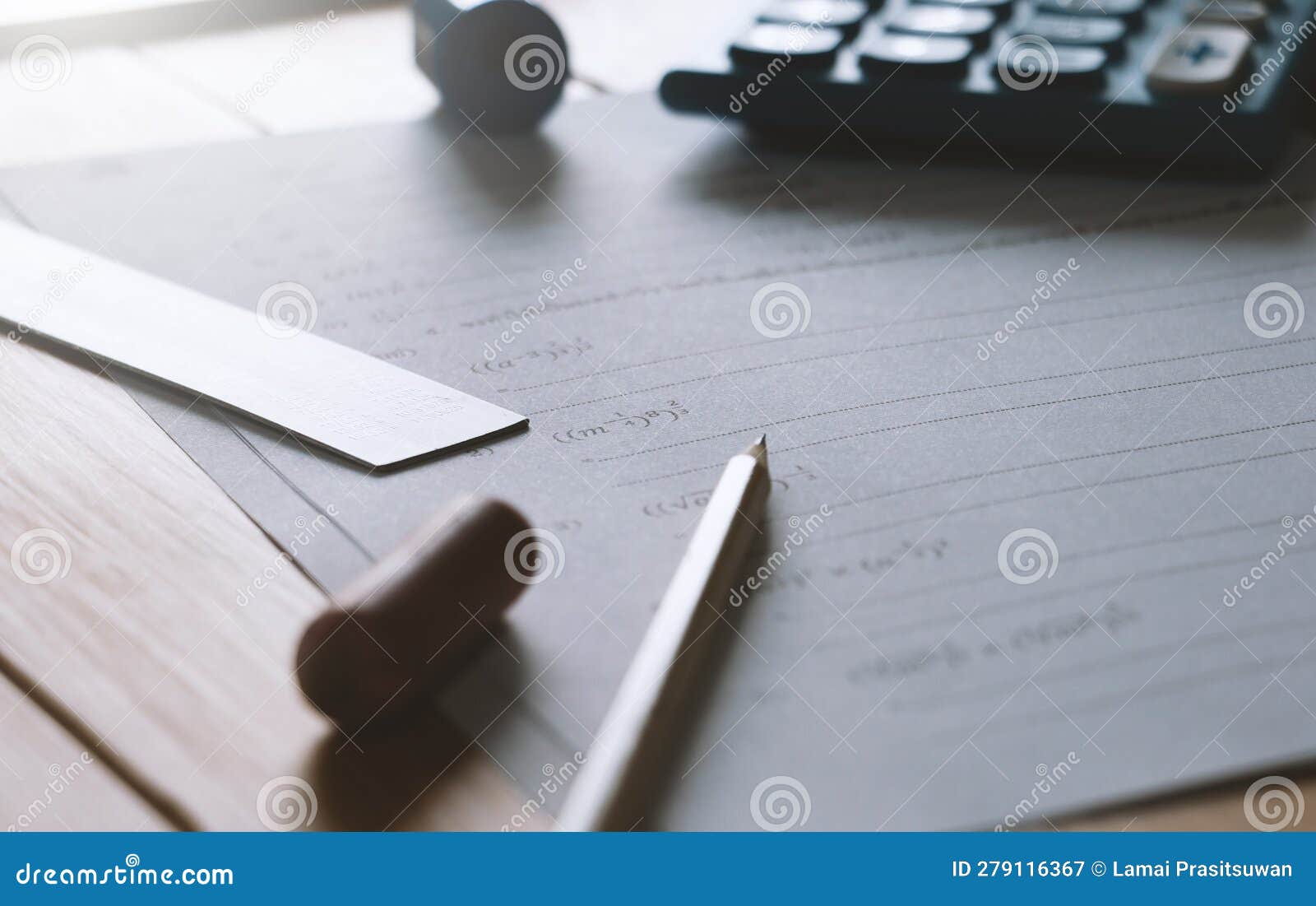 Math Problems on Desk in Class Stock Image - Image of equation, math ...