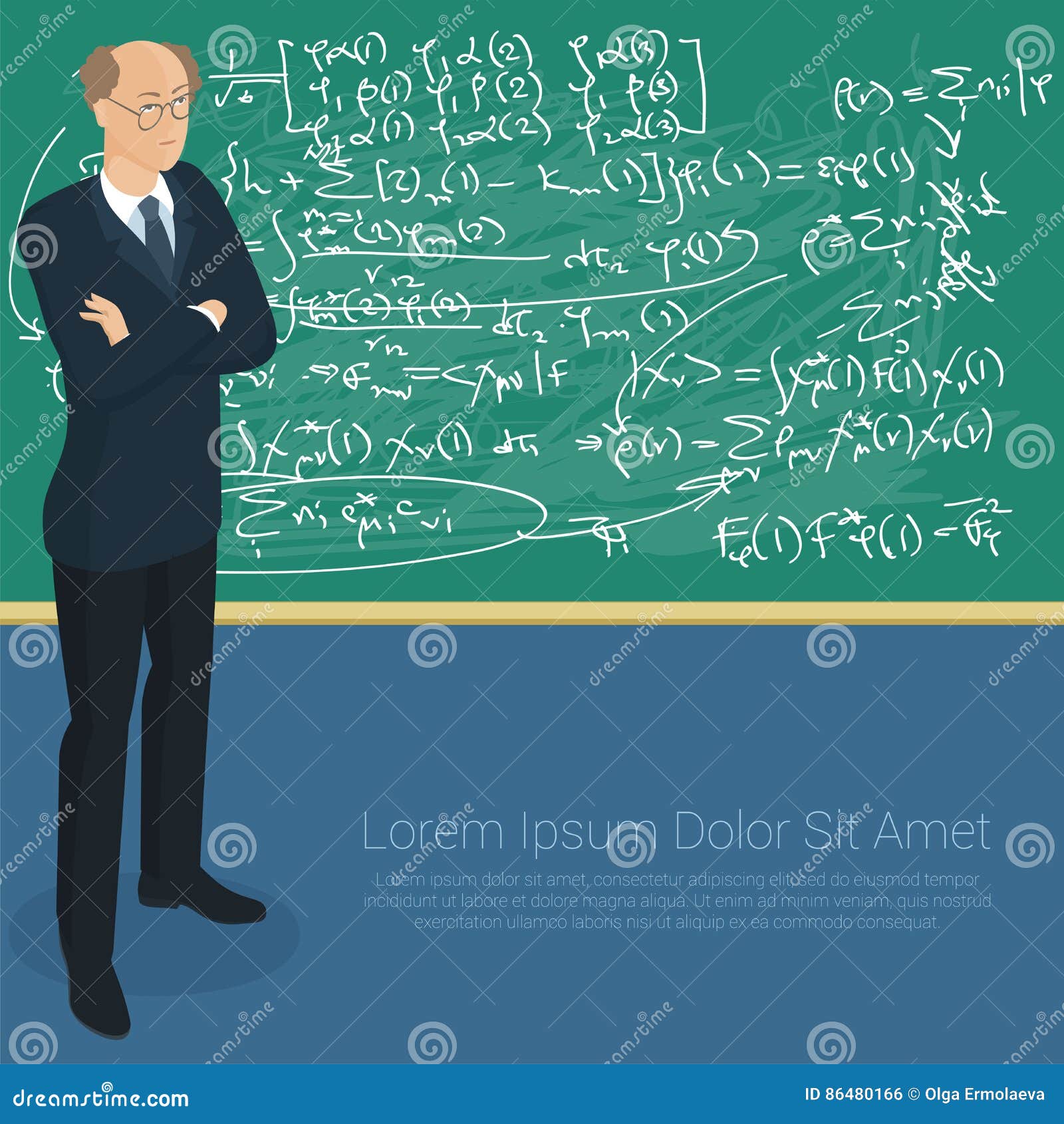 Math Professor at the Blackboard. Stock Vector - Illustration of back ...