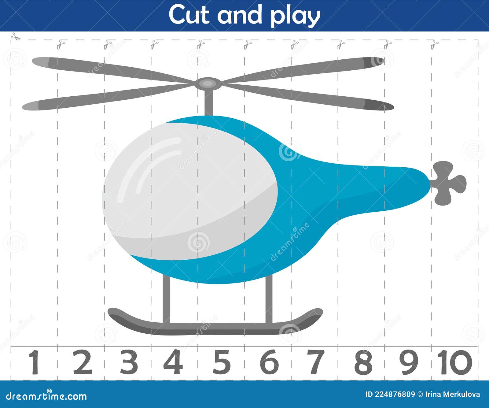 Math Puzzle for Children. we Cut and Play. we Count To 10 Stock Vector ...