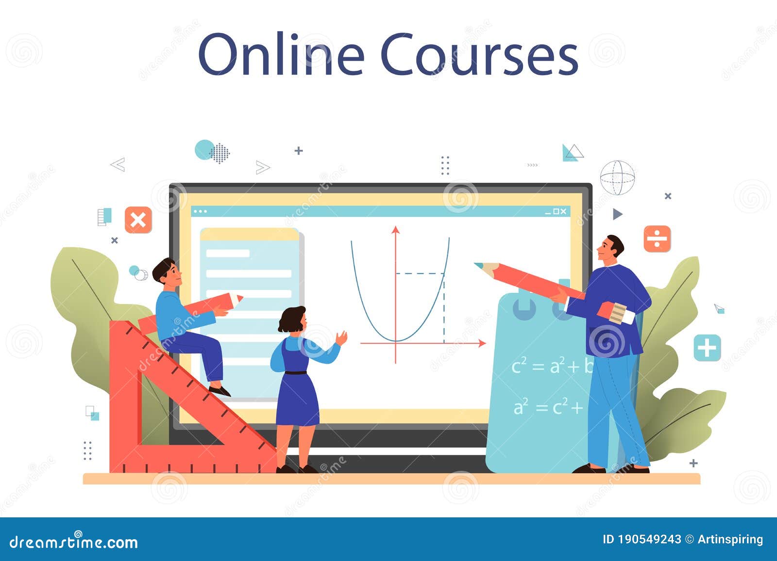 Math School Online Service or Platform. Learning Mathematics Stock ...
