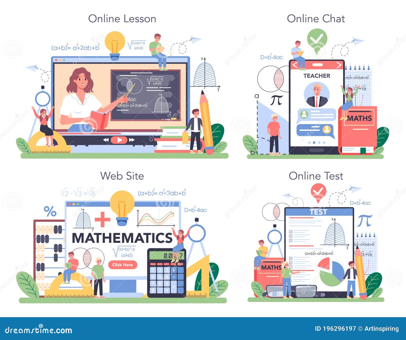 Math And School Class. Male And Female Students Studying Mathematics ...