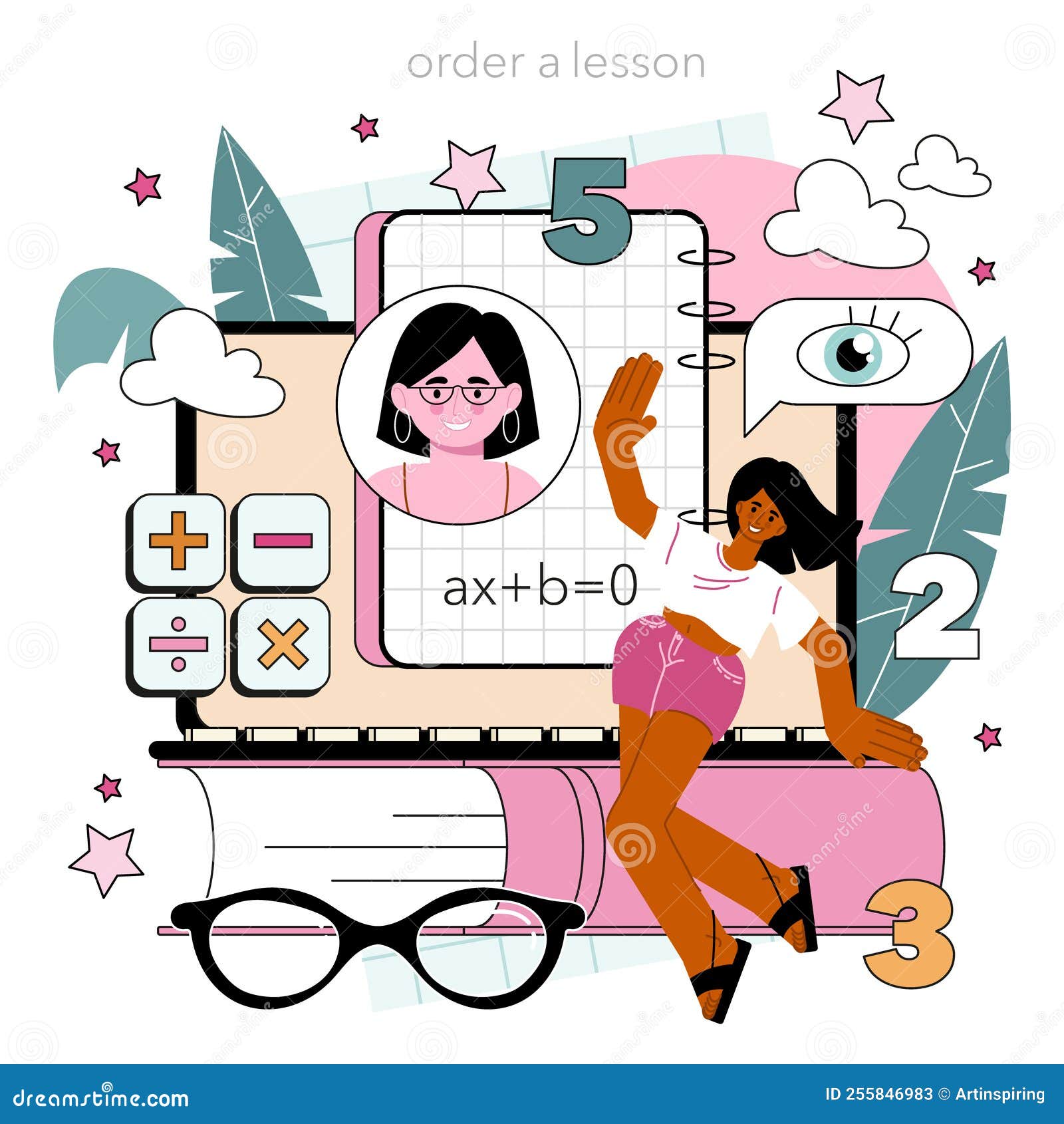 Math School Subject Online Service or Platform. Students Studying Stock ...