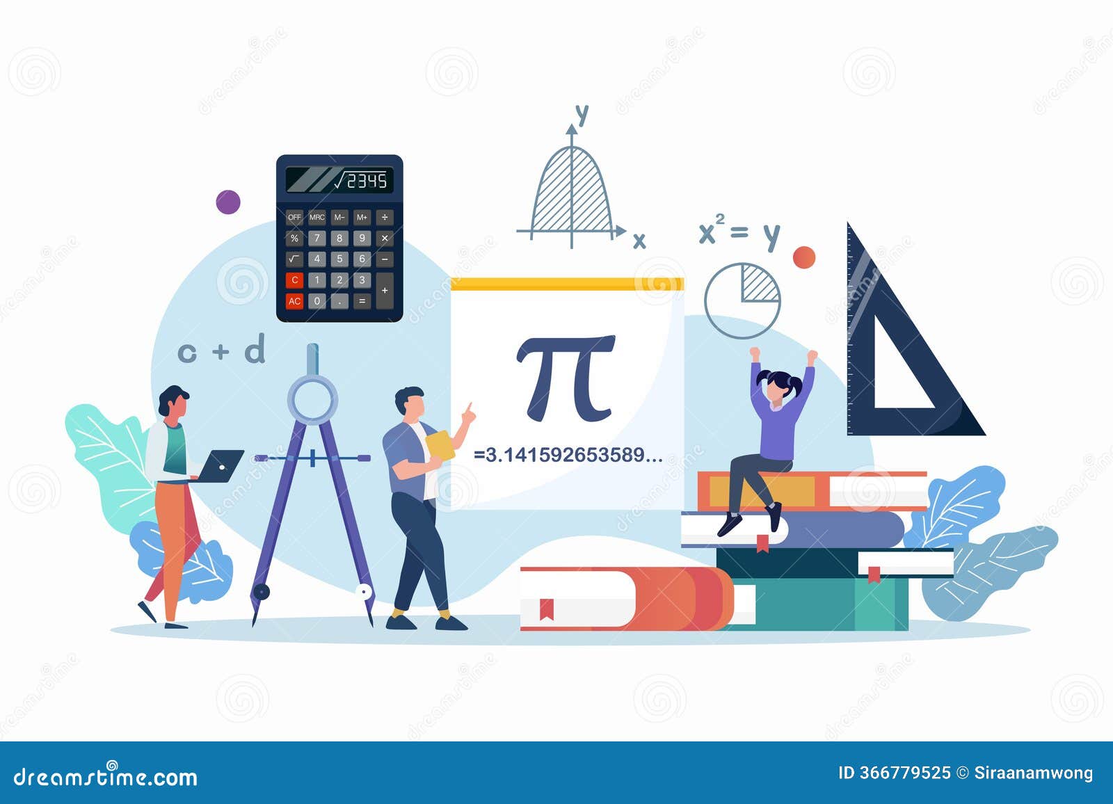 Math And School Class. Male And Female Students Studying Mathematics ...