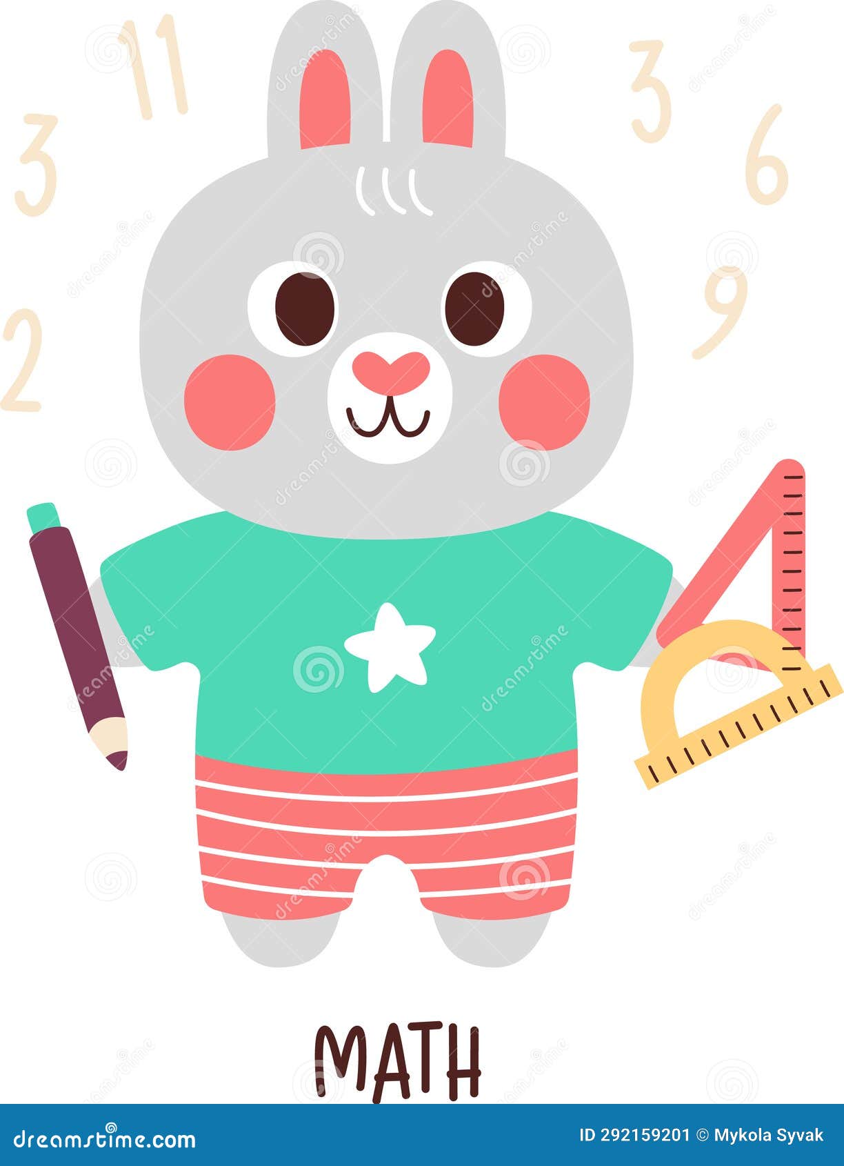 Math School Subject Rabbit stock vector. Illustration of isolated ...
