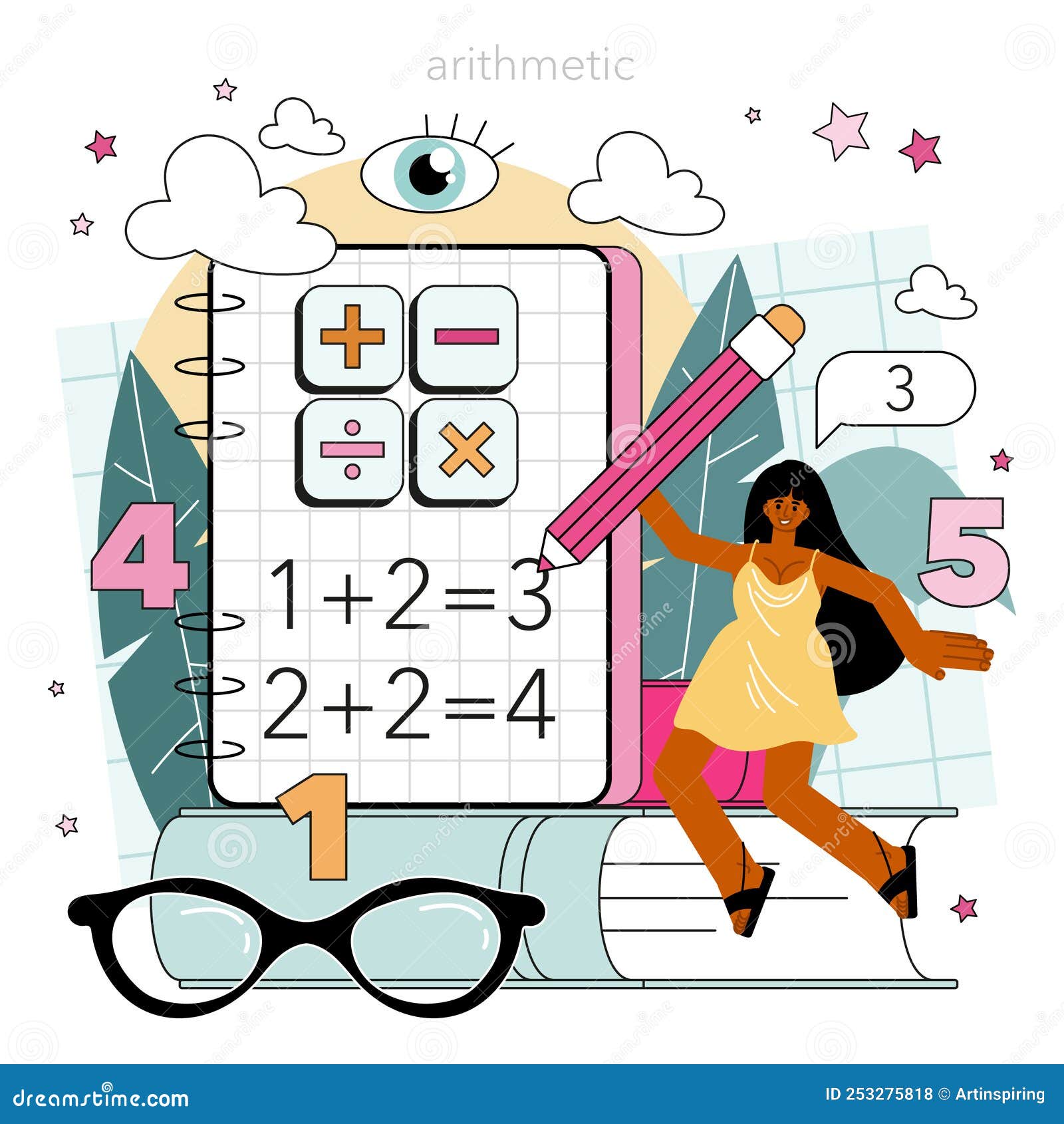 Math School Subject. Students Studying Arithmetics, Algebra and ...