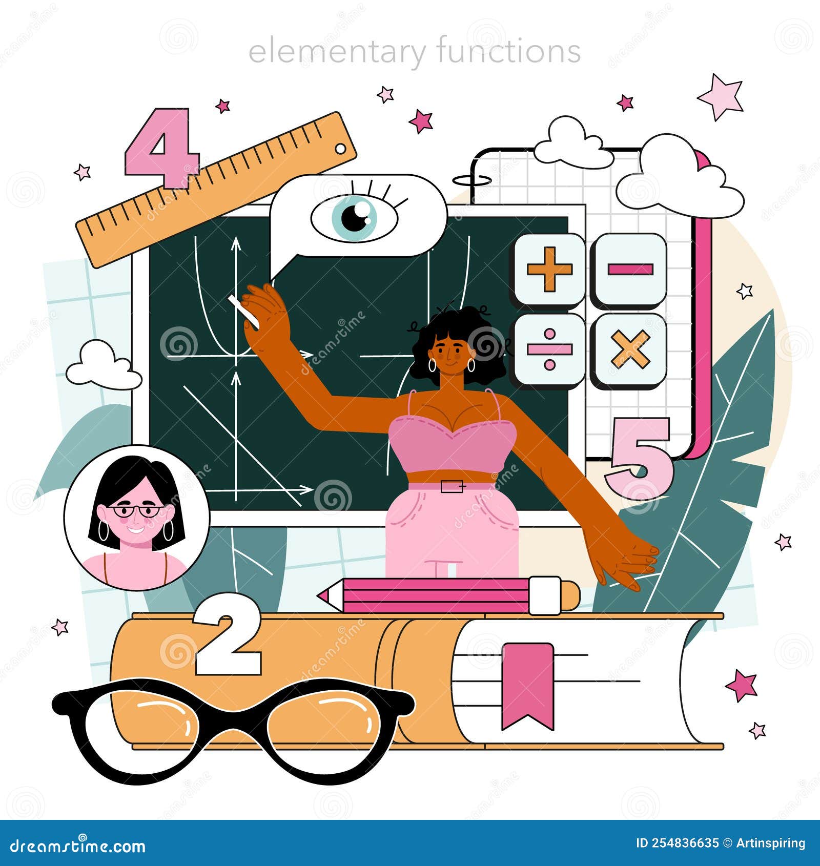 Math School Subject. Students Studying Arithmetics, Algebra and ...