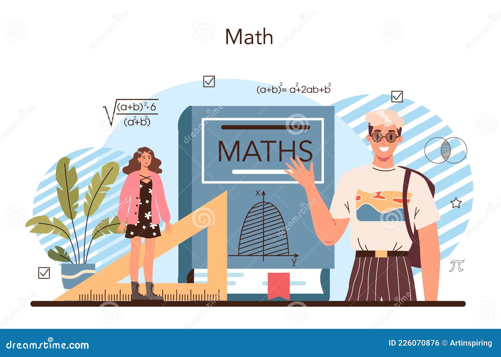 Math School Subject. Students Studying Mathematics and Algebra Stock ...