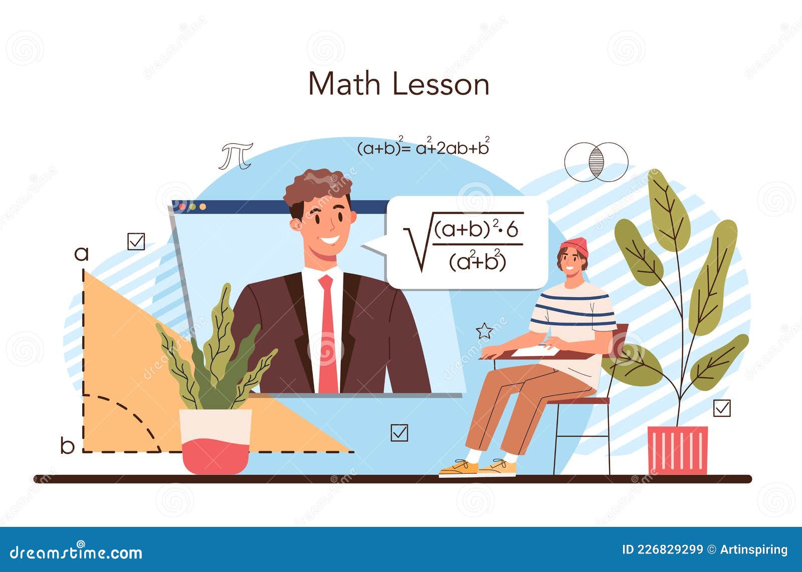 Math School Subject. Students Studying Mathematics And Algebra Stock ...