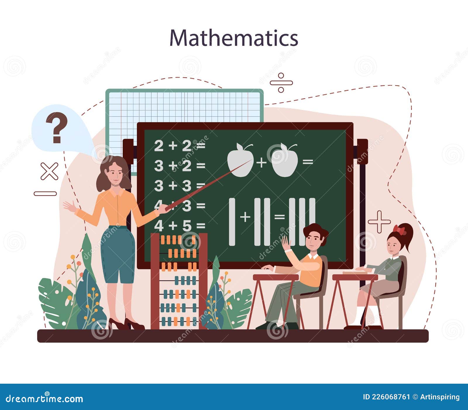 Math School Subject. Students Studying Mathematics Stock Vector ...