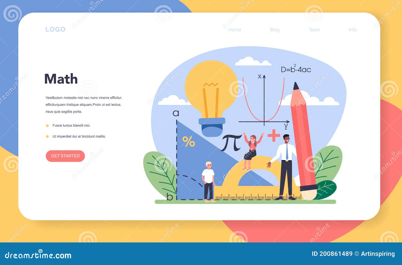 Math School Subject Web Banner or Landing Page. Learning Mathematics ...