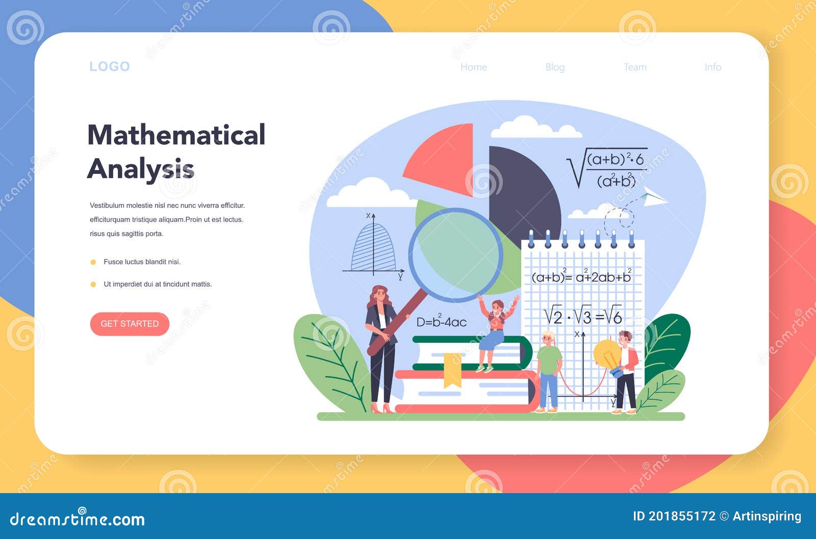 Math School Subject Web Banner or Landing Page. Learning Mathematics ...