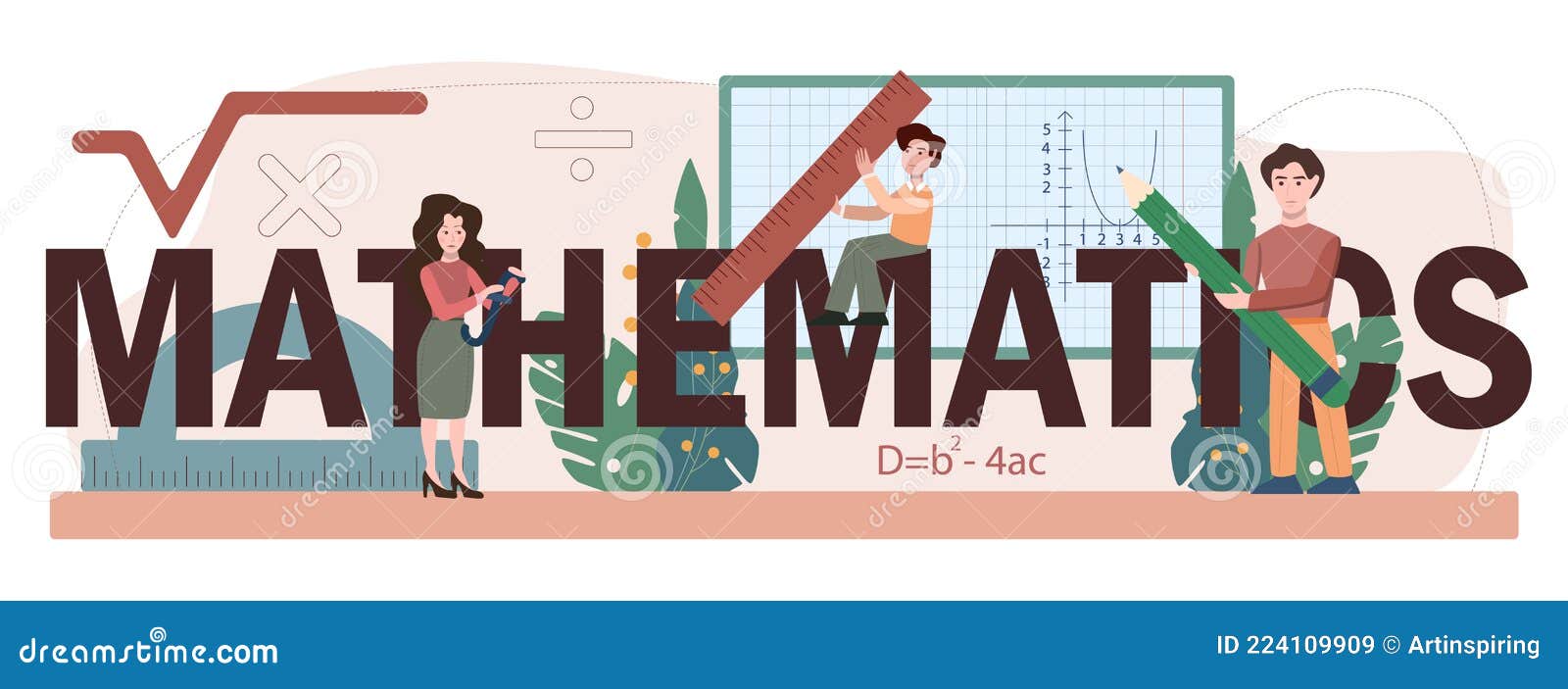 Mathematics Typographic Header. Mathematician Use Formulas And Diagrams ...