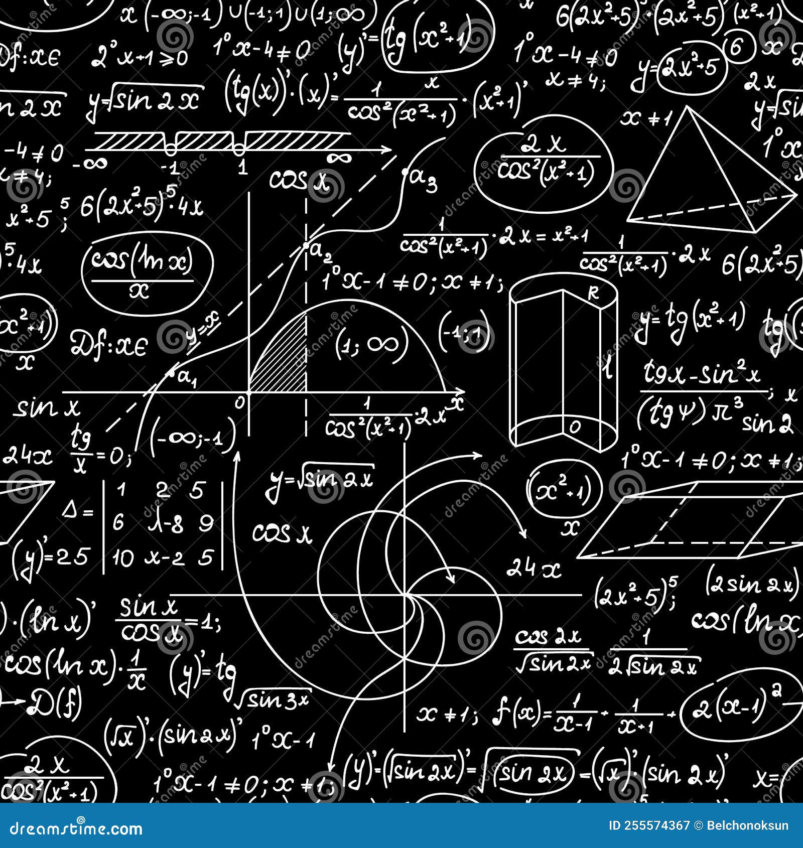 Math School Vector Seamless Pattern with Handwritten Calculations ...