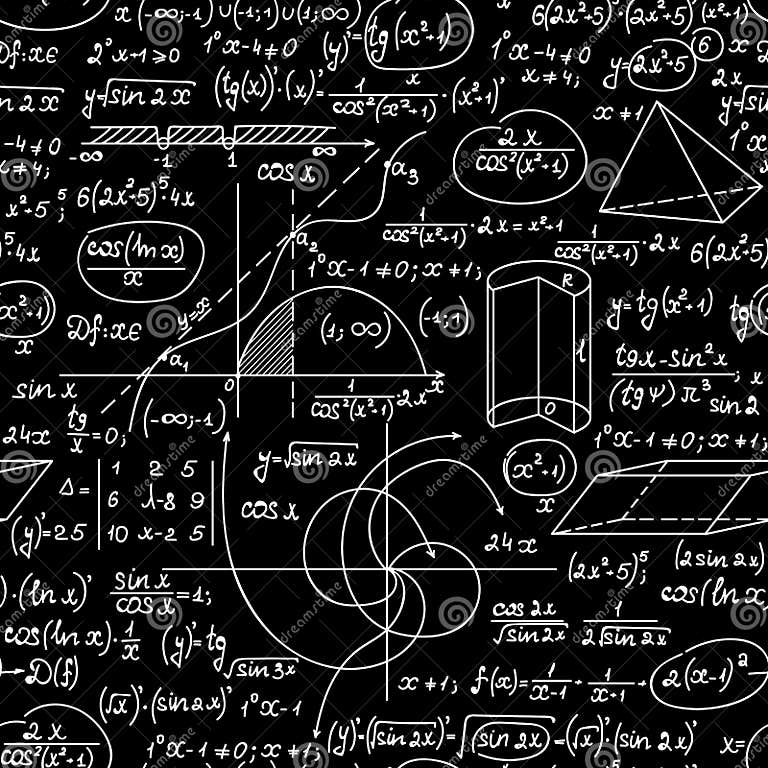 Math School Vector Seamless Pattern with Handwritten Calculations ...