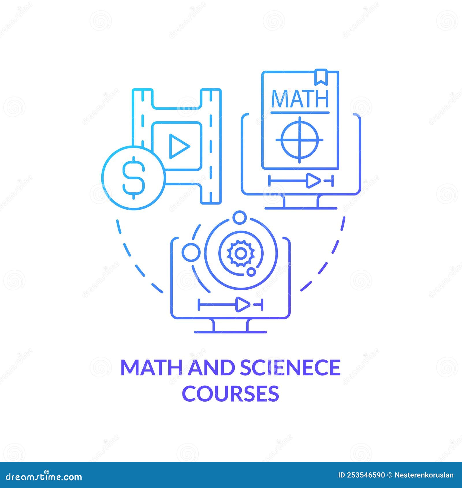 Math and Science Courses Blue Gradient Concept Icon Stock Vector ...
