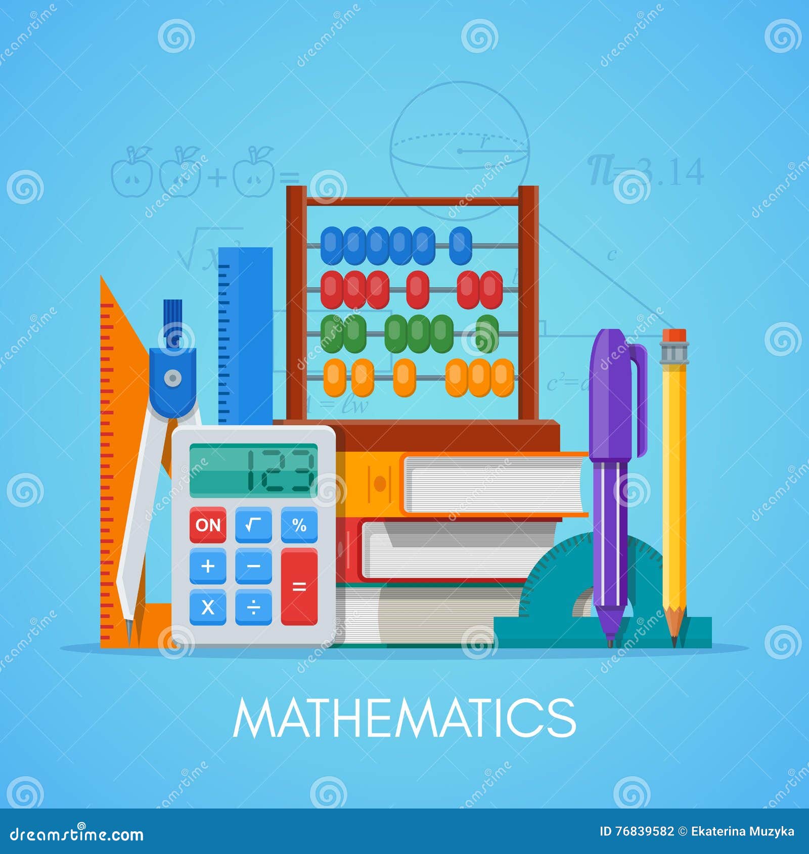 Math Science Education Concept Vector Poster in Flat Style Design Stock ...