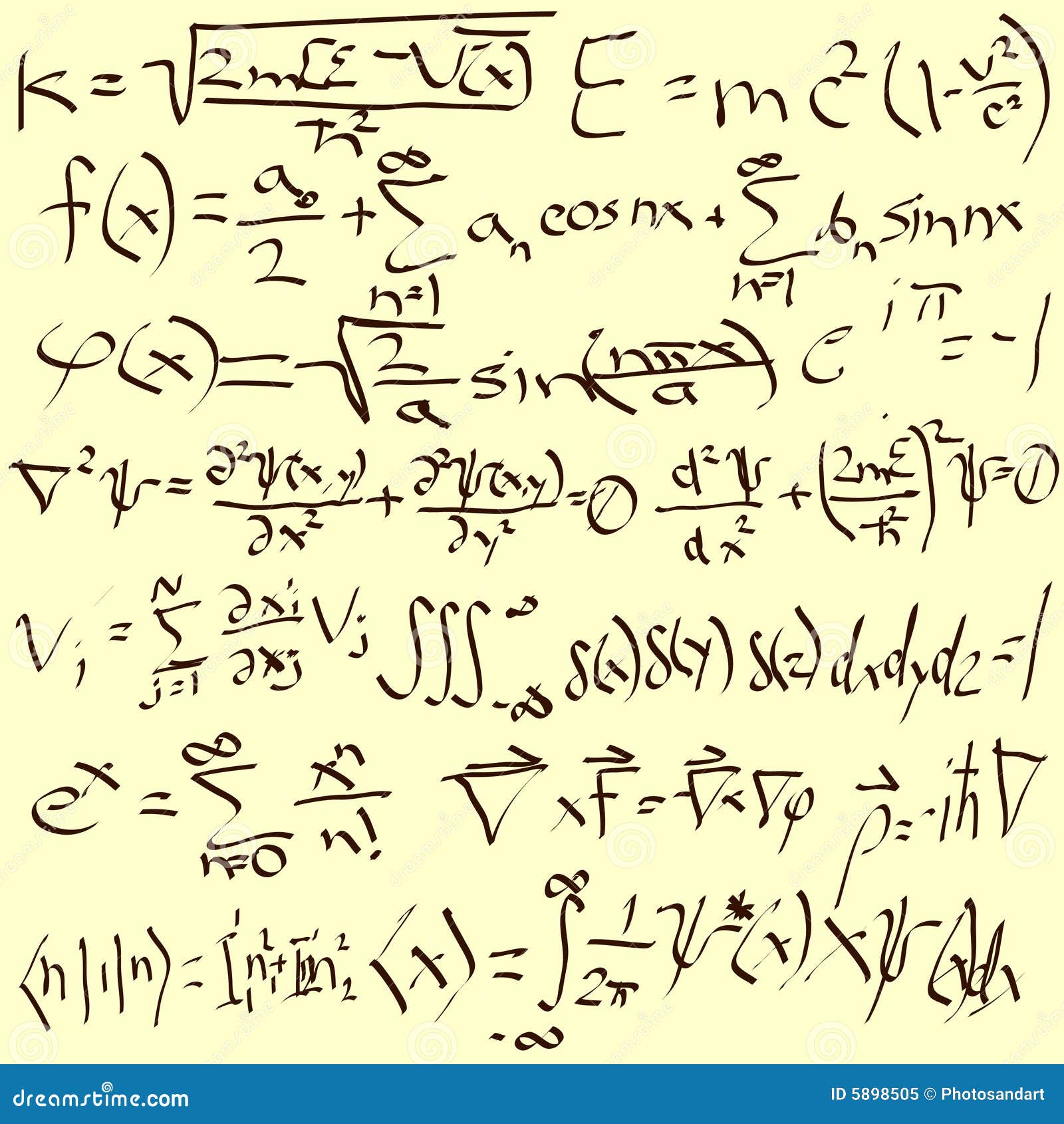 Math and Science Formulas stock illustration. Illustration of drawn ...